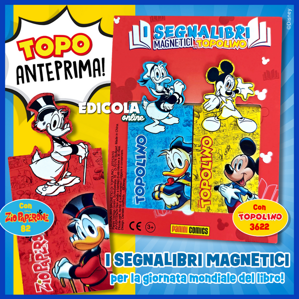 Set 3 Segnalibri Magnetici + Fumetto Topolino 3622 + Fumetto Zio Paper ...